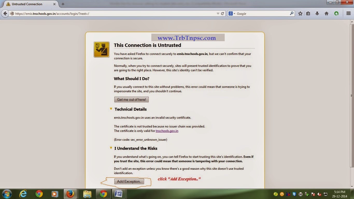 Emis Online Entry New Login Page - TRB TNPSC