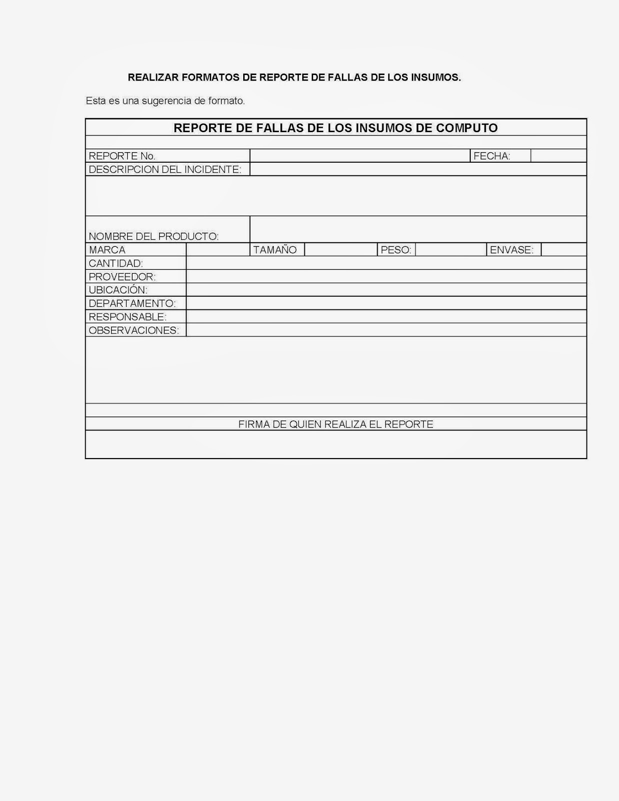 CAPACITACION PARA EL TRABAJO: Formatos de reportes