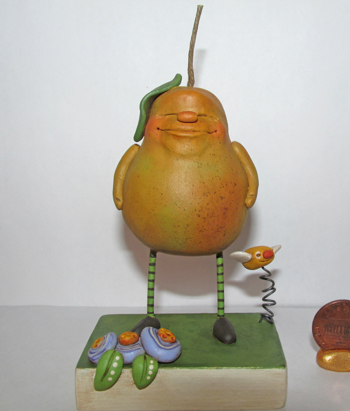 Pumpkinseeds Originals Folk Art Janell Berryman: squishy face Pear man