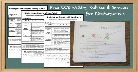 Common Core Based Writing Rubrics and Writing Samples For Kindergarten ...