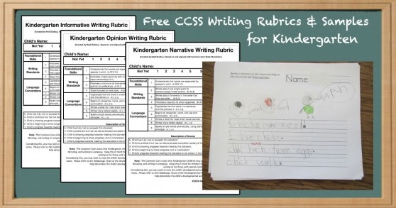 Common Core Based Writing Rubrics and Writing Samples For Kindergarten ...