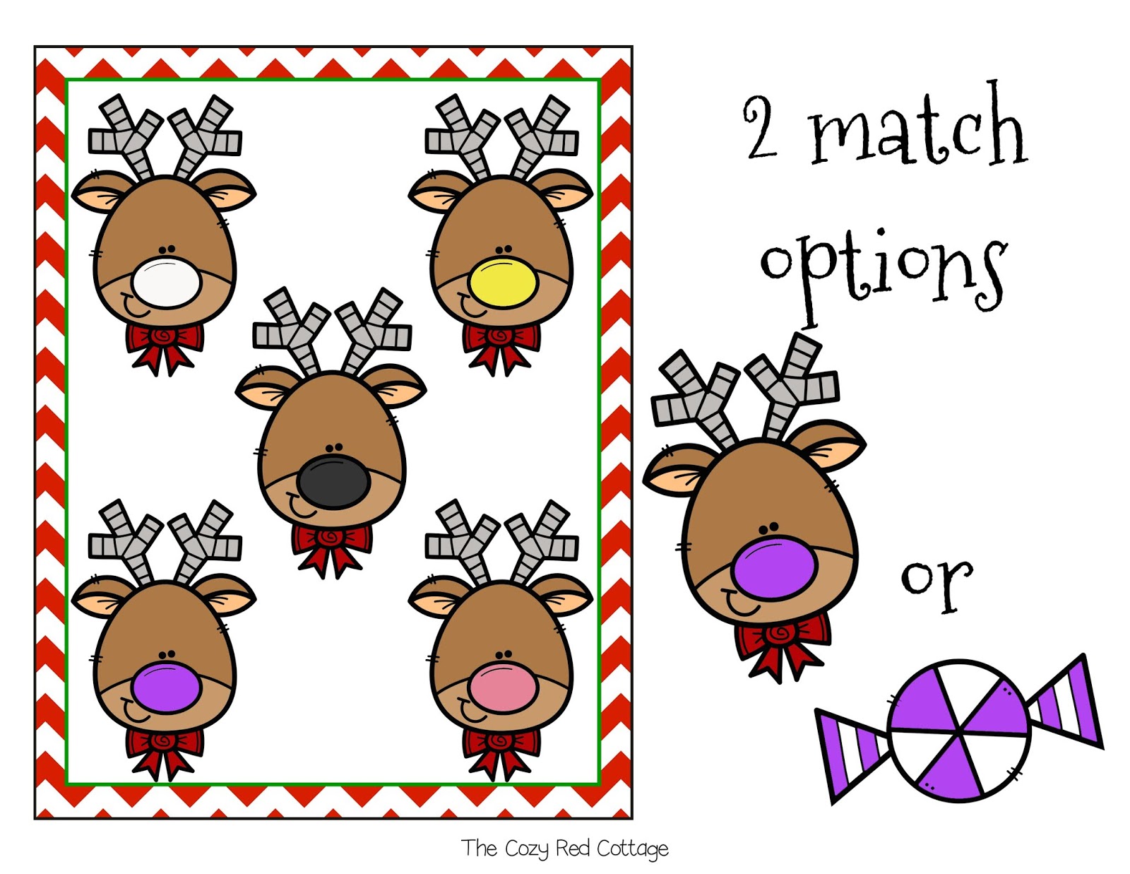 The Cozy Red Cottage: Reindeer Math game and I spy reindeer colors