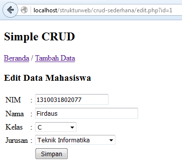 Cara Membuat Aplikasi CRUD Sederhana Dengan PHP dan MySQL - Struktur Web