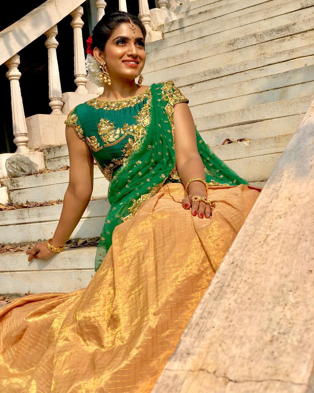 Actress Sameera Sherief Cute Stills In Half Saree