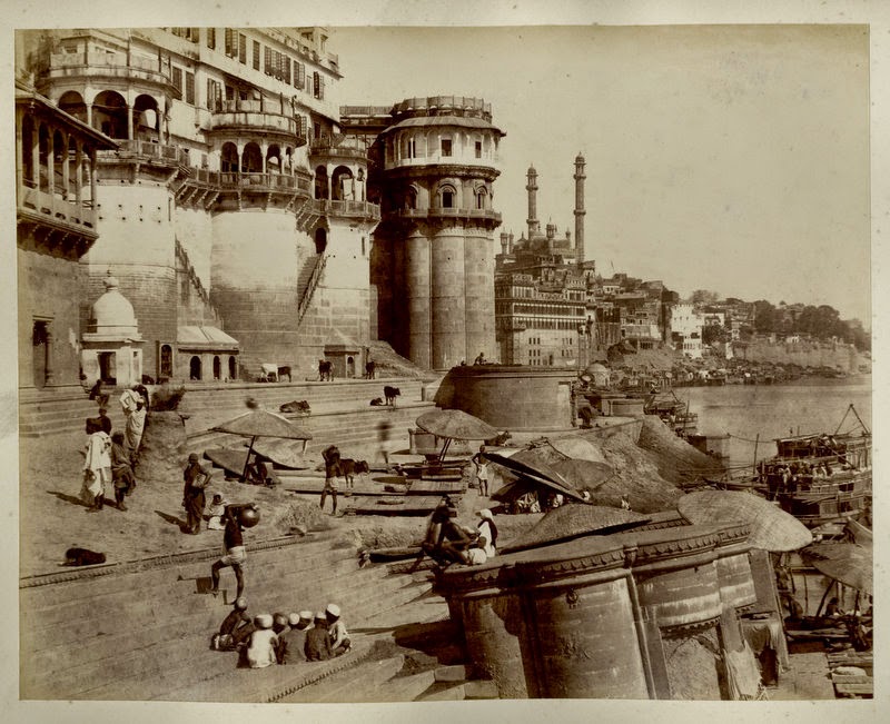 Varanasi (Benares) Ghats and Architectures - c1880's - Old Indian Photos