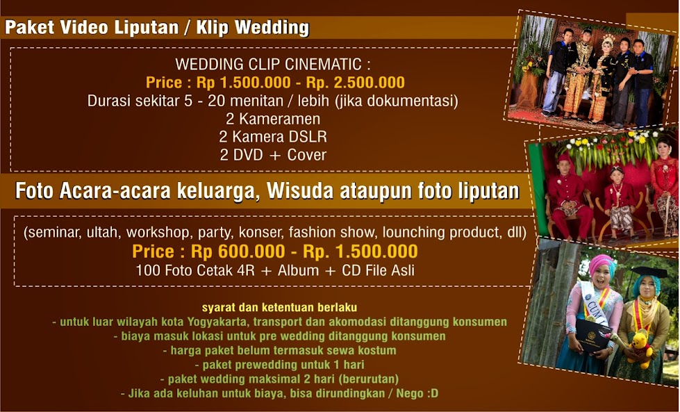 PAKET - PAKET HARGA DOKUMENTASI FOTO & VIDEO ~ Jasa foto dan video ...