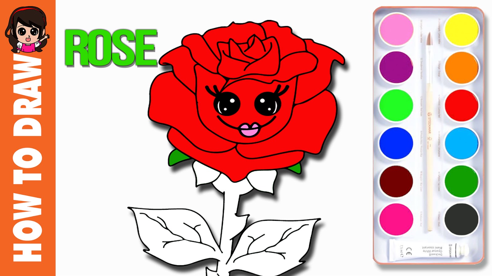How to draw a rose for kids step by step ~ Coloring Page For Kids