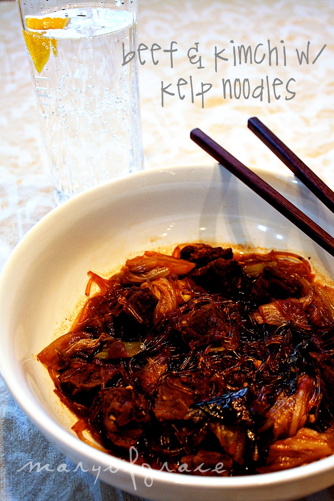 mary of grace: {beef & kimchi stew with kelp noodles}