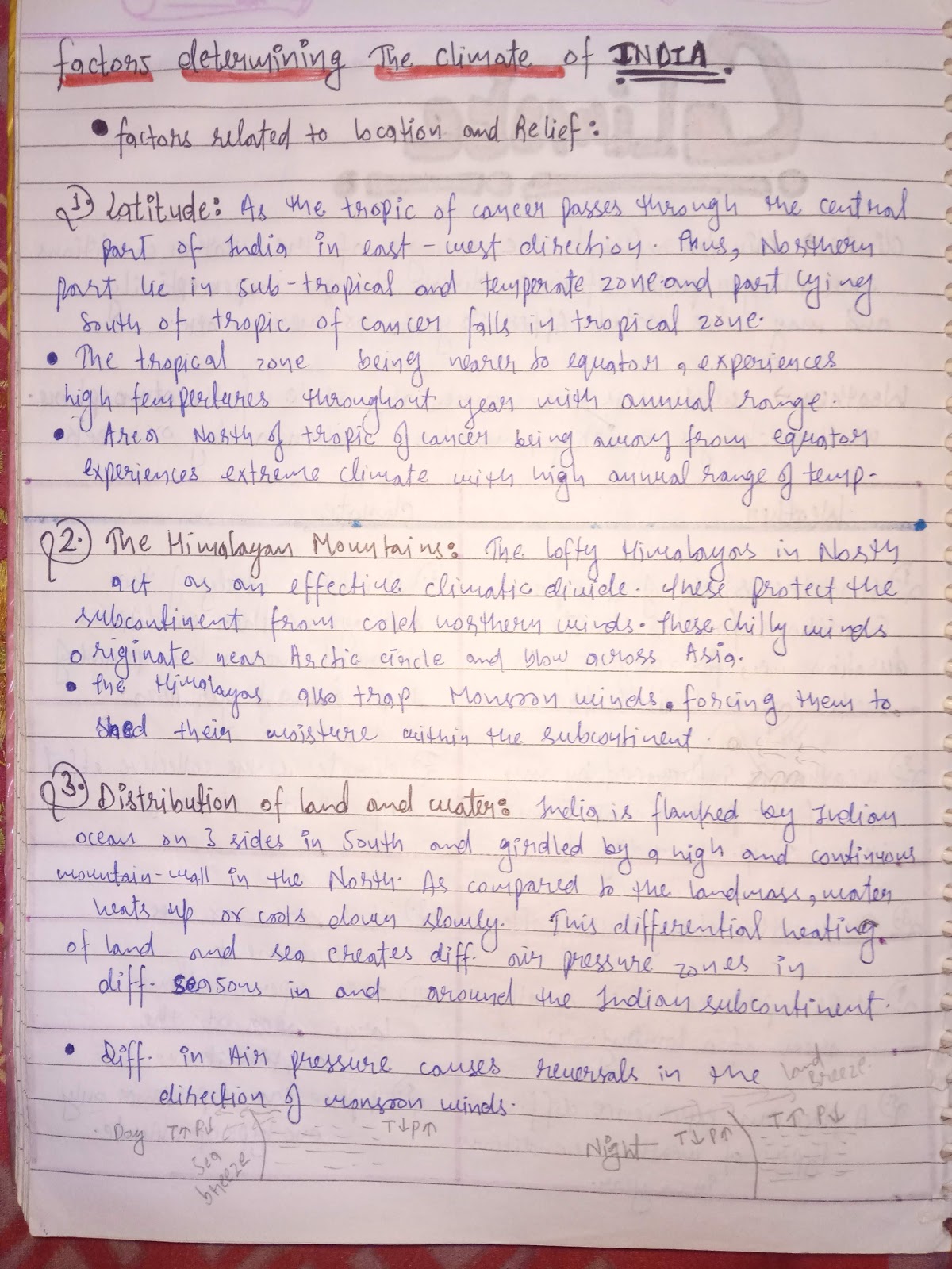 Handwritten Notes of Climate - class 11th - Geography