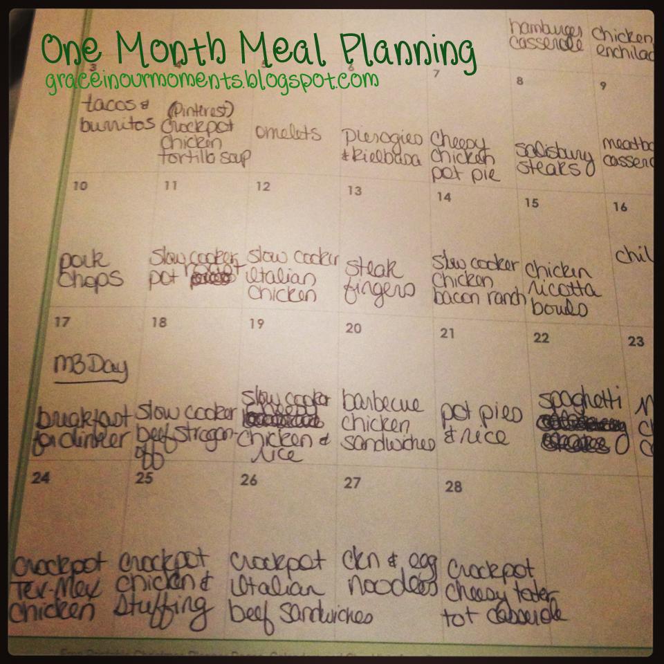 Grace In Our Moments: Can You Really Plan a Month of Meals?