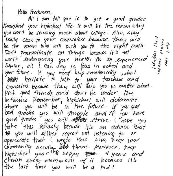 Sweetwater High Counseling Center: Dear Freshman...