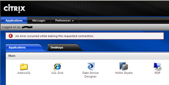 Citrix Admin An Error Has Occurred While Connecting To The Requested Resource