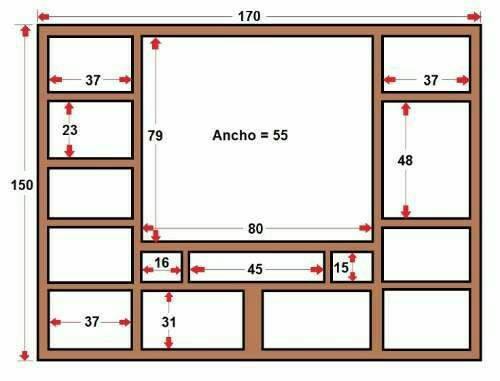 Muebles de madera para la televisión y planos