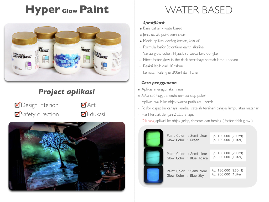 JUAL CAT FOSFOR GLOW IN THE DARK dengan 5 CAHAYA