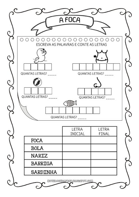 ENSINANDO E APRENDENDO COM A PROFª ANA ALICE: SEQUENCIA DIDÁTICA: A FOCA