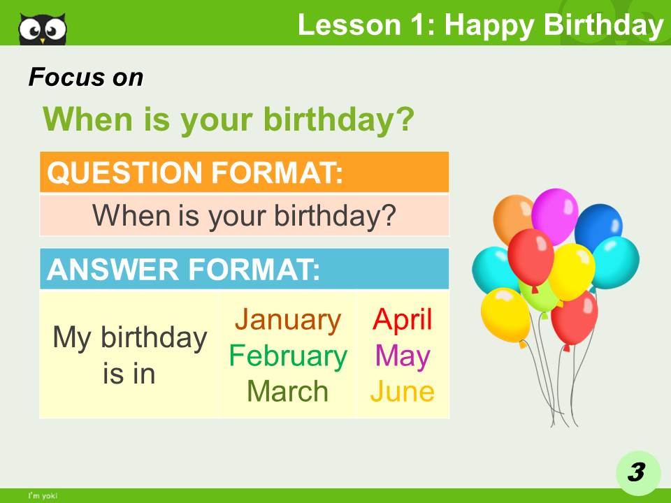 YOKITALK: Grade 3-1_Unit 6_Lesson 1 Happy Birthday