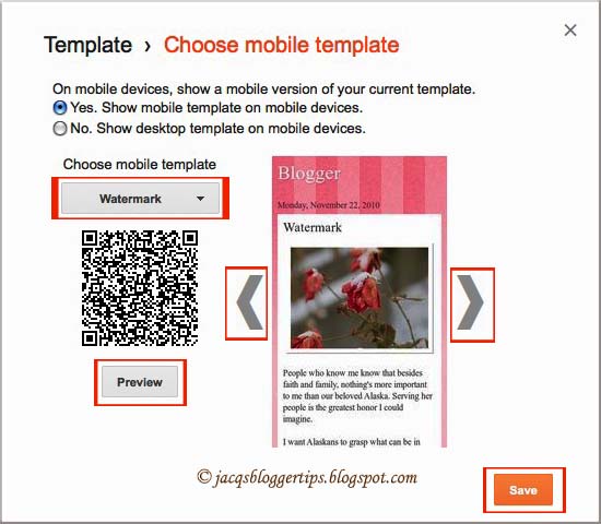 Jacq's Blogger Tips: Enable Mobile Templates for your Blogger Blogs