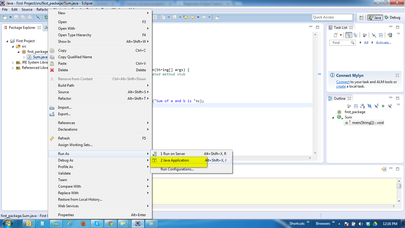 how to run a java program in eclipse