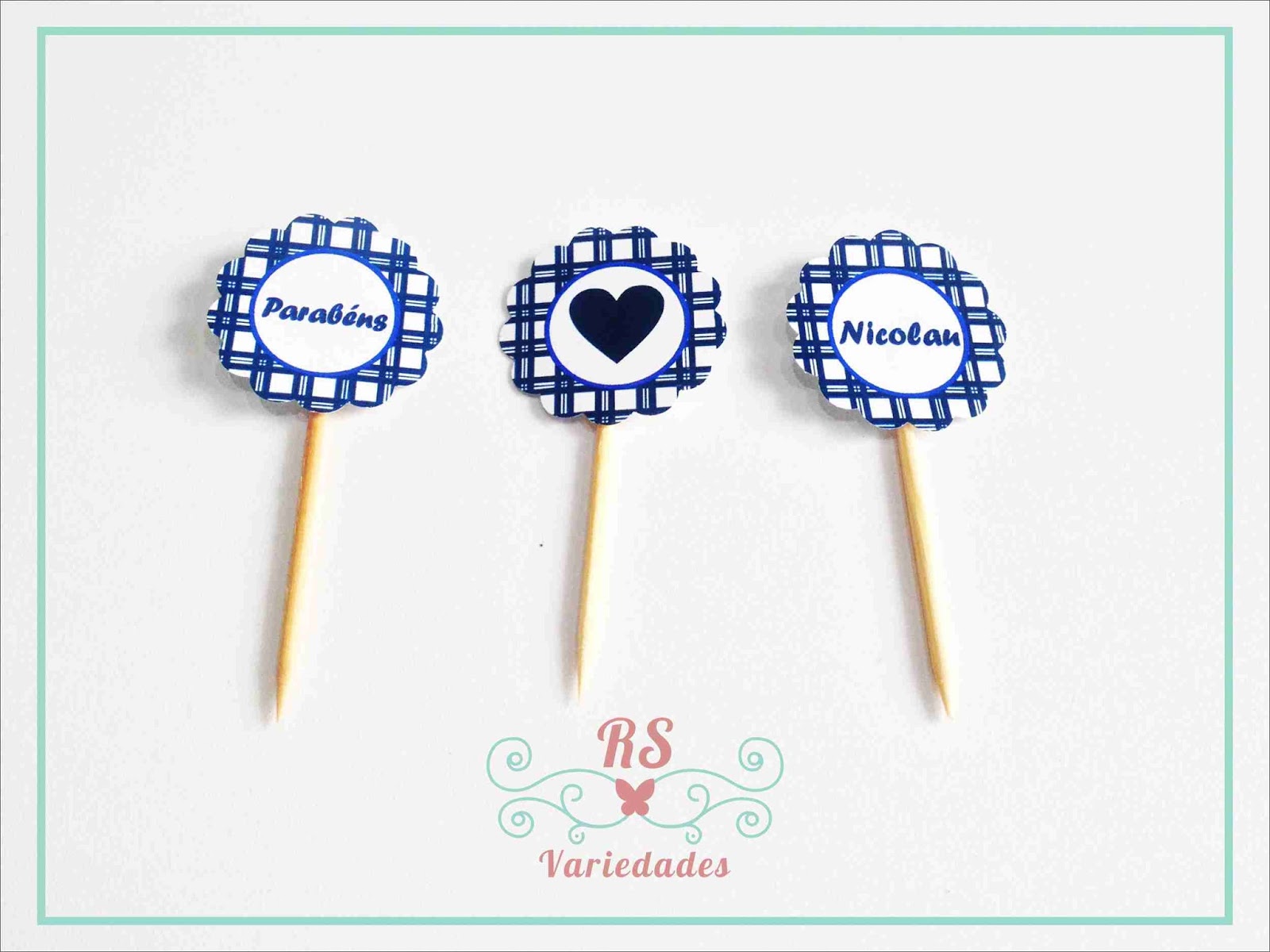 RSvariedades: Toppers festa Azul e Branco