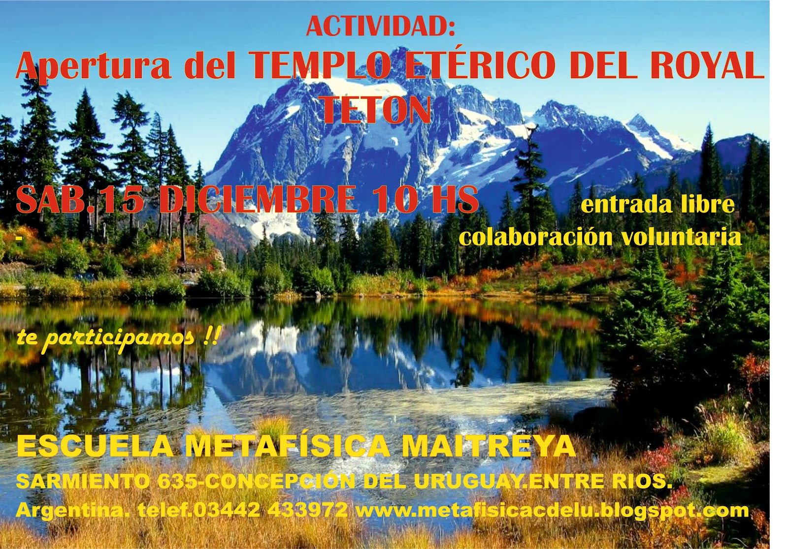 Escuela Metafísica "Maitreya": Sábado 15 de diciembre 10 hs.Actividad ...
