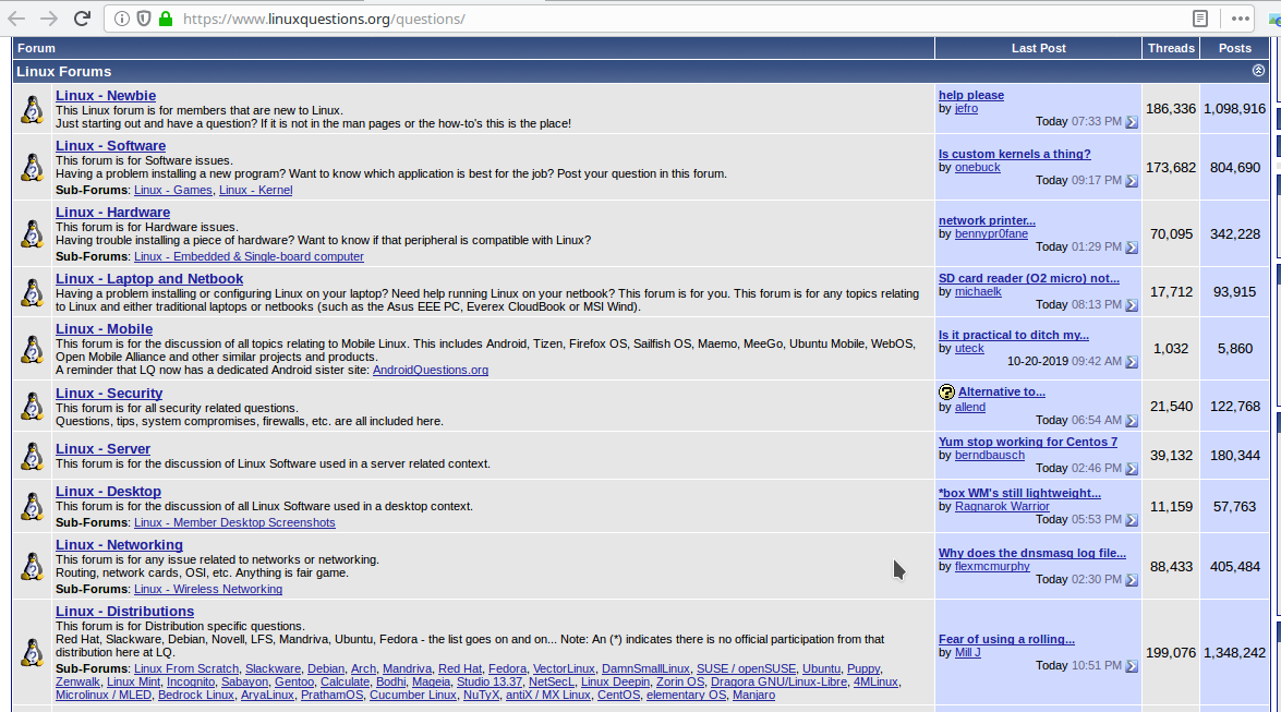 GNU/Linux Forums on the Internet