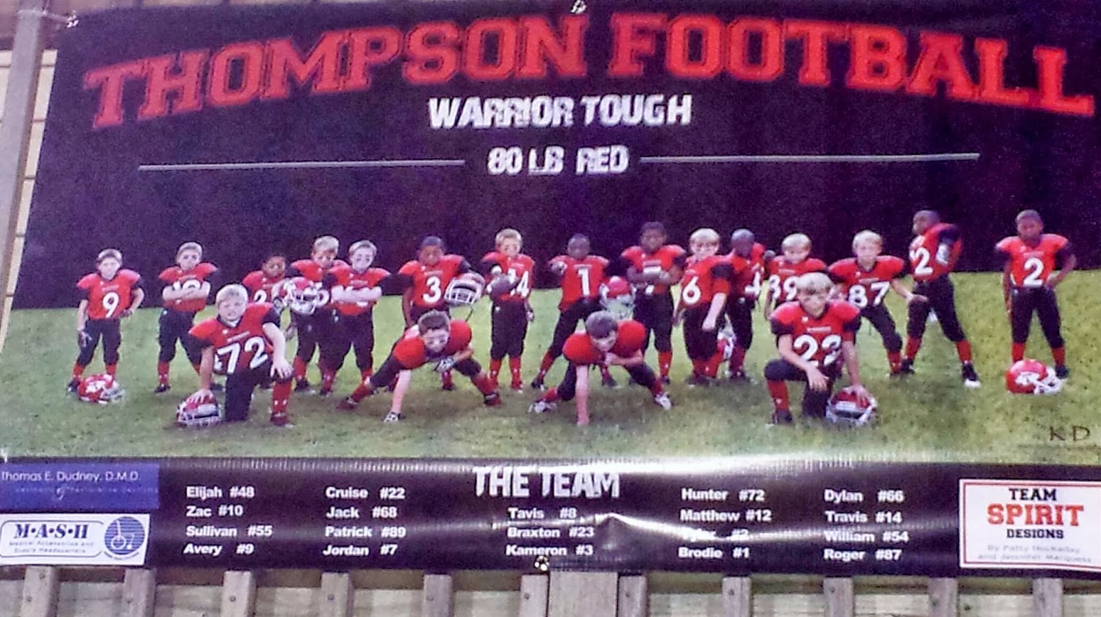 2013 "THOMPSON WARRIOR 80LB RED TEAM": PLAYERS