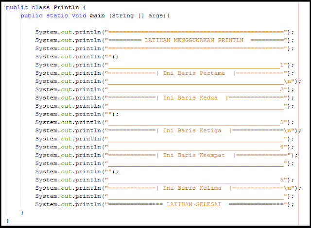 Contoh System.out.println ~ Materi Java Pemula