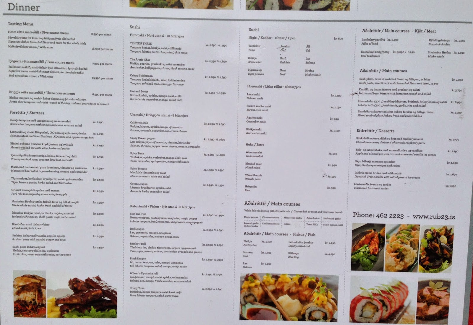 The Wandering Mushroom: Akureyri Restaurant Menus