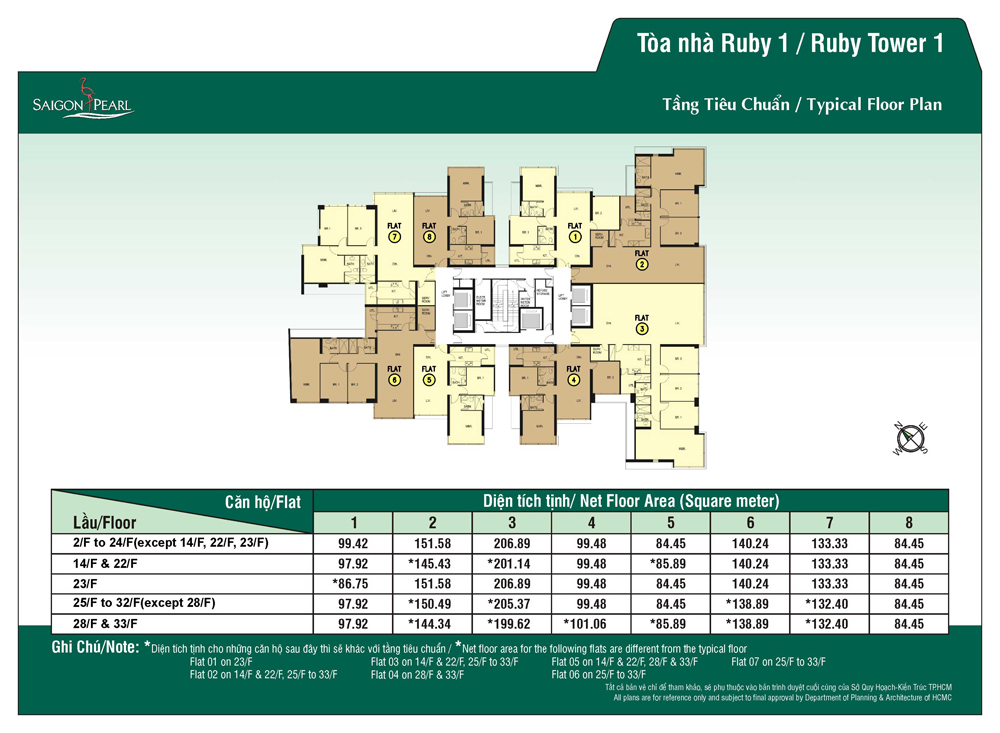 Mặt bằng căn hộ saigon pearl tổng thể