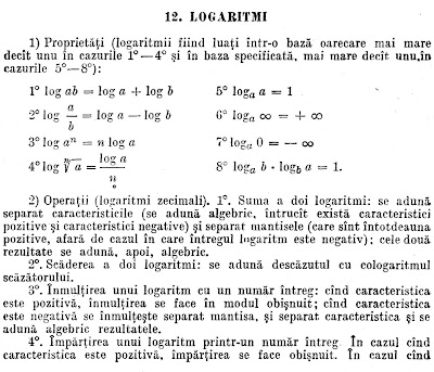 tabele matematice uzuale online: Algebră, logaritmi