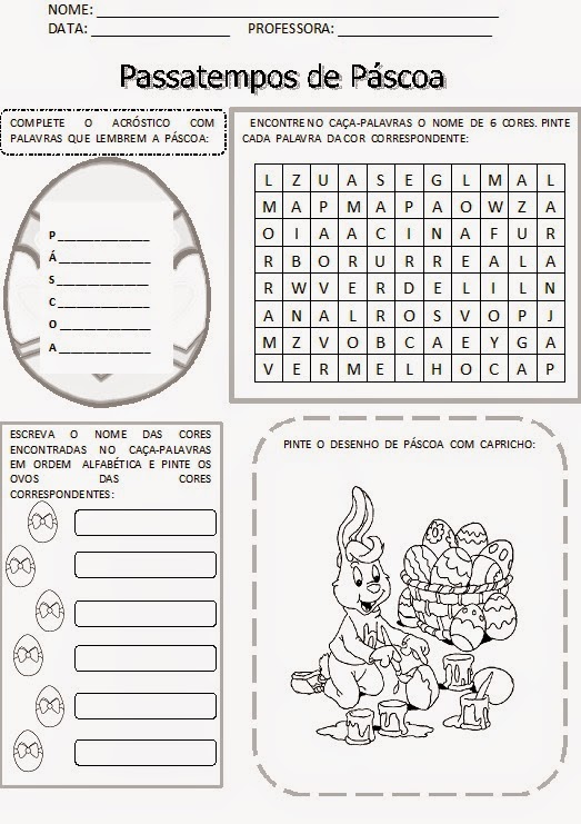PÁSCOA: ATIVIDADES DIVERSAS ~ Atividade para imprimir