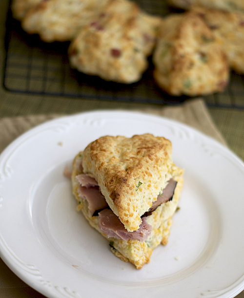 Ham and Cheddar Scones ~ Heat Oven to 350