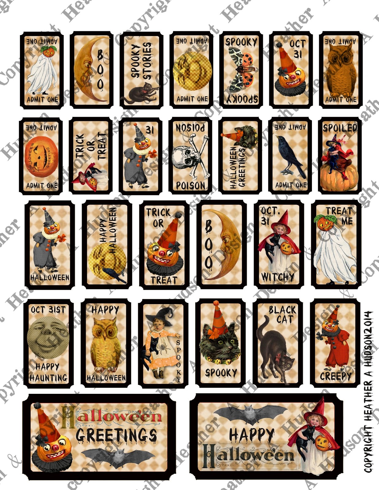 Heather A Hudson: Halloween Playing Card Digital Collage Sheet & Challenge
