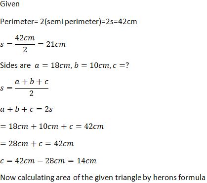 R.D. Sharma Solutions Class 9th: Ch 12 Heron's Formula Exercise 12.1