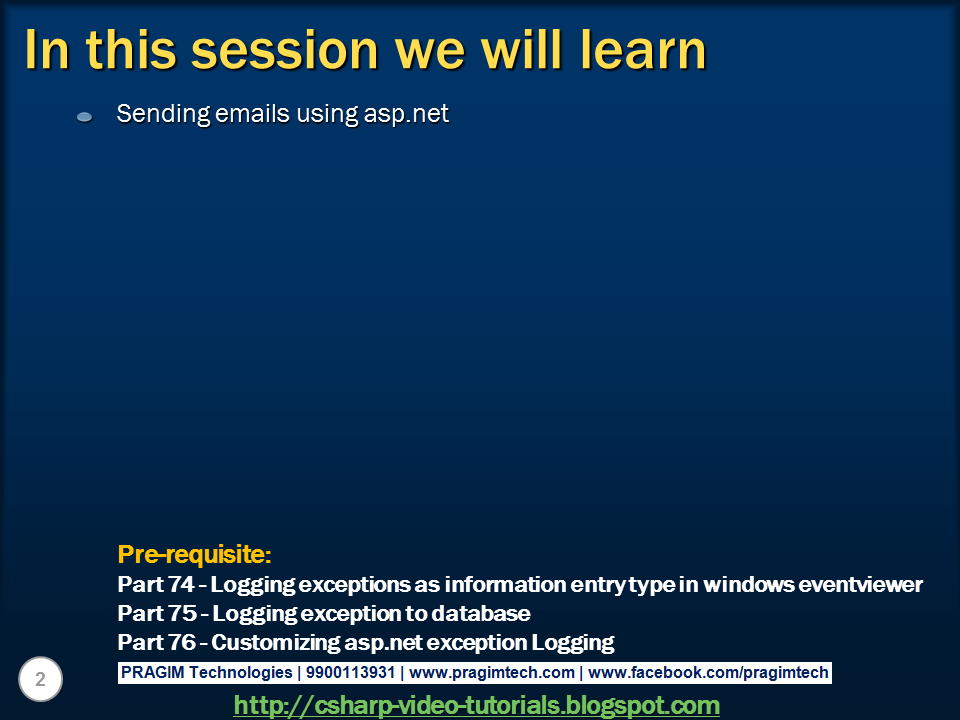 Sql server, .net and c# video tutorial: Part 77 – Sending emails using ASP.NET