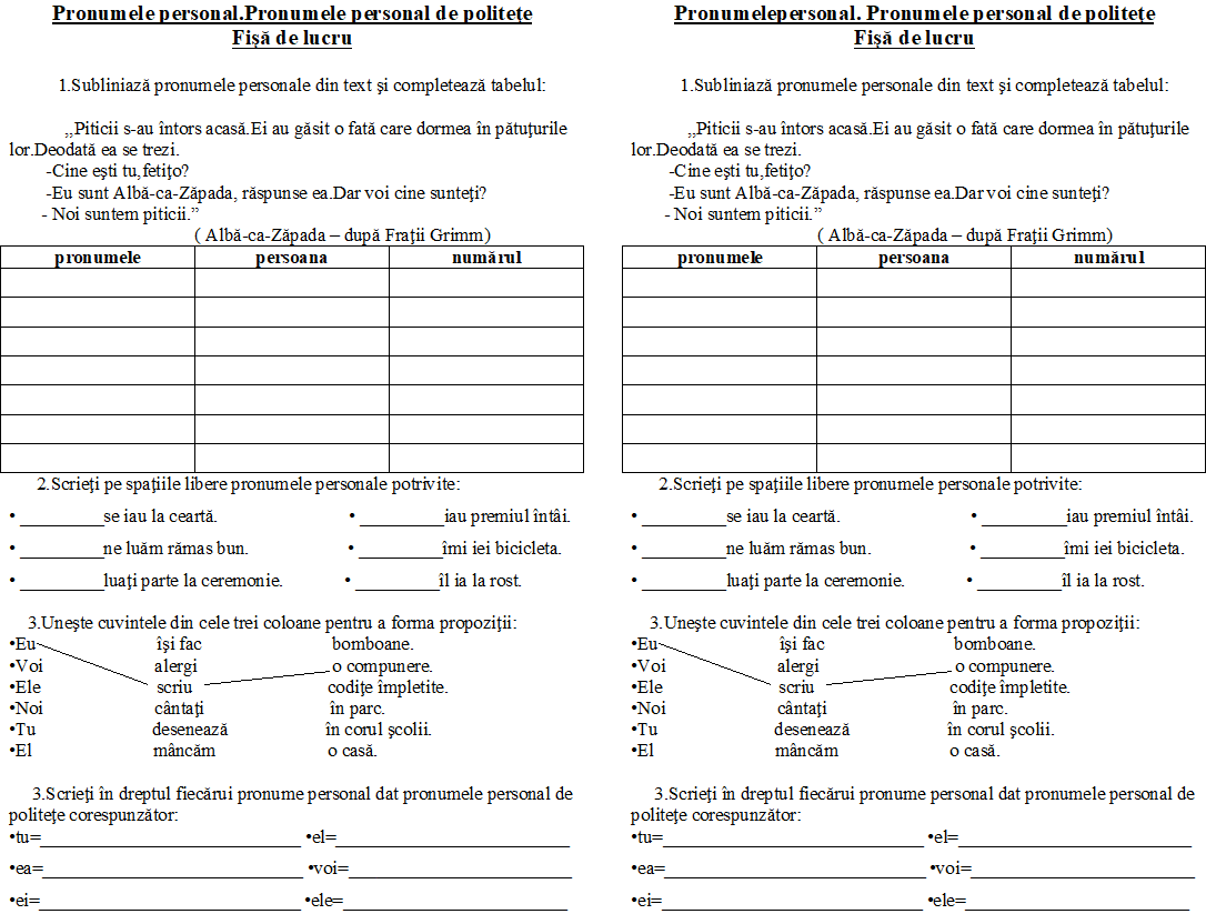 EDUCATIA CONTEAZA : FISE DE LUCRU - CLASA a III- a - GRAMATICA