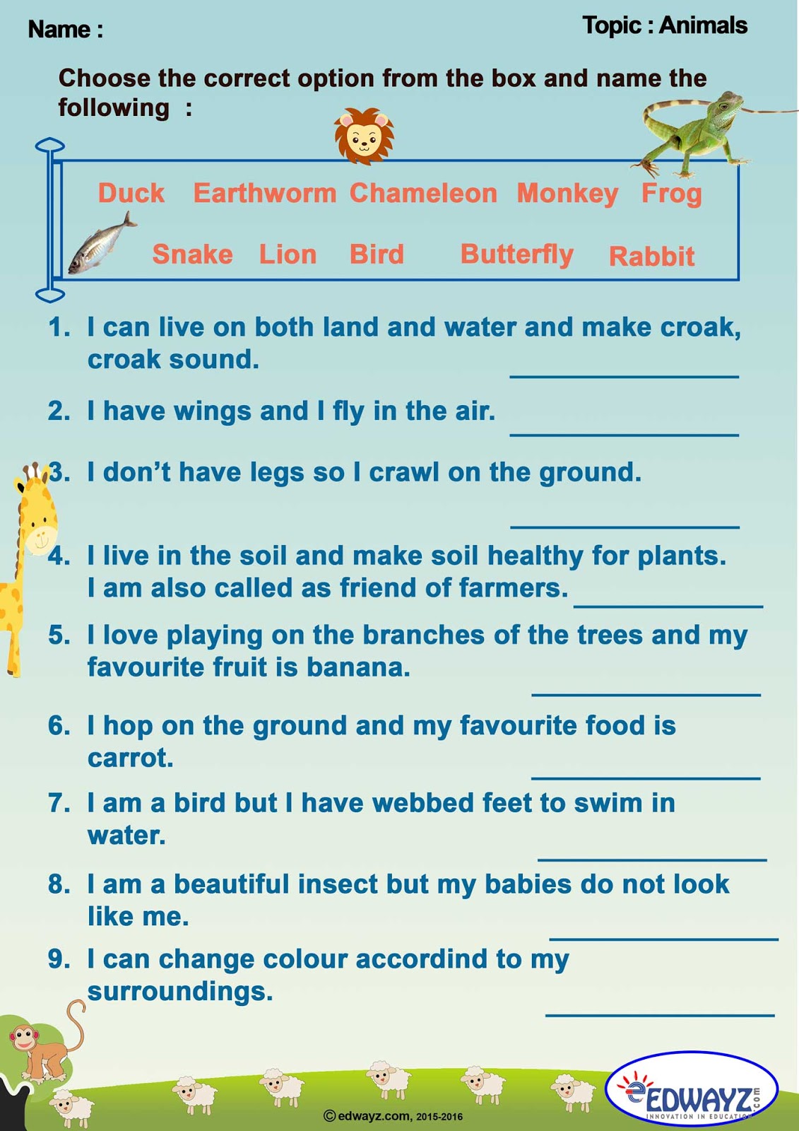 Science Worksheets for Class 3