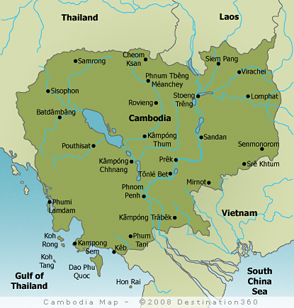 Cambodia Map Regional Political | Maps of Asia Regional Political City