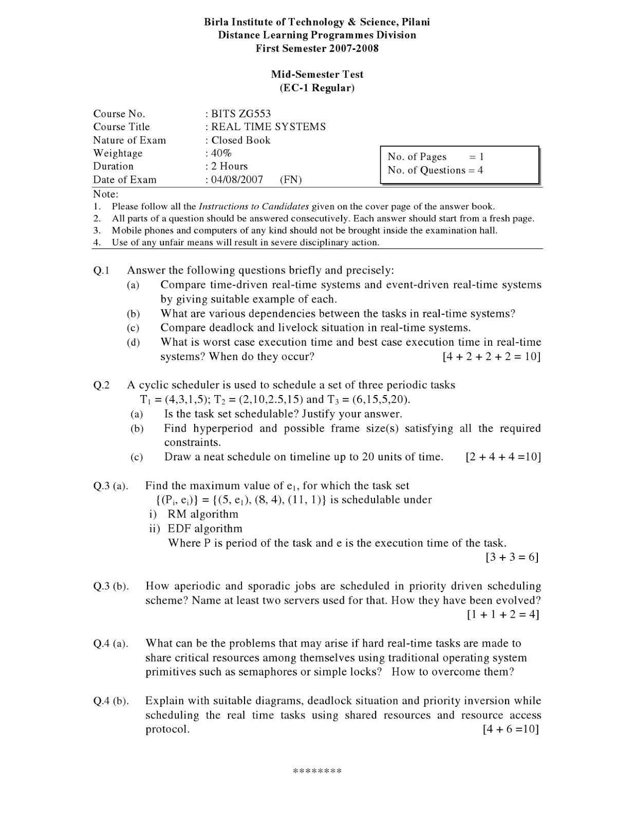 Question Papers: SEM 1