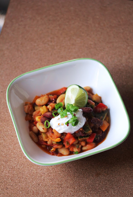 Vegan Summer Vegetable and Bean Chili | Kitchen Grrrls.