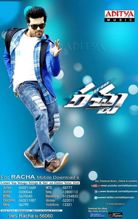 LATEST MOVIE MASALA: Racha Movie Audio Release Posters, Ram Charan ...