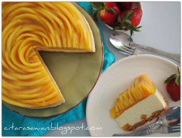 Chilled Mango Cheese Cake / Kek Keju Mangga Dingin ~ Must Read!