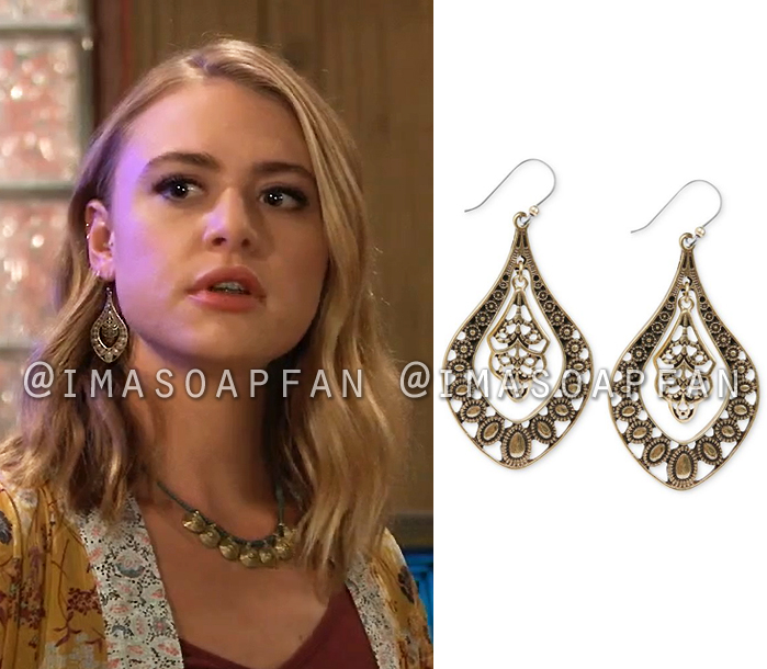 Kiki Jerome's Filigree Drop Earrings - General Hospital, Season 56 ...