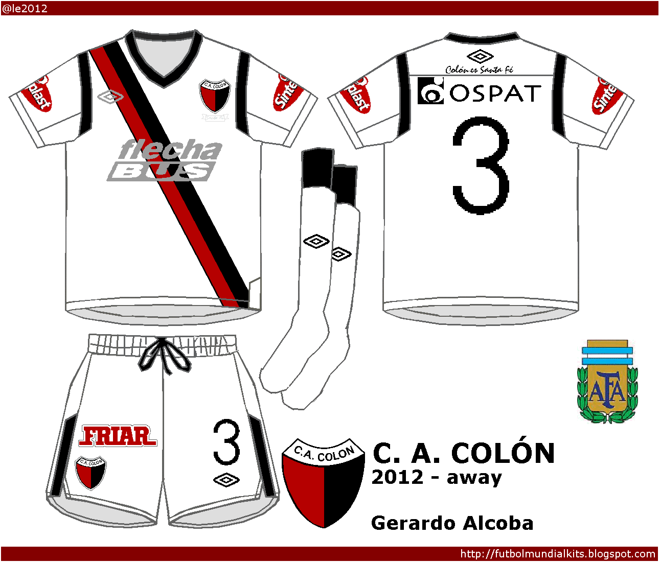Fútbol Mundial Kits - Uruguay: C. A. Colón - 2012 (home, away y third)