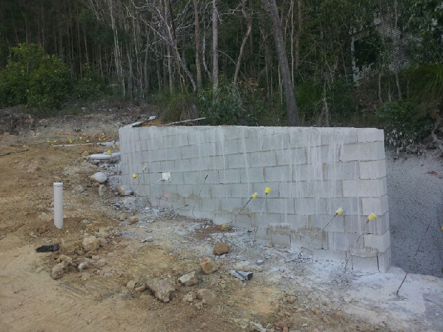 15 Camille Court, Mt Coolum: Wall cutting done, aggy pipe and behind ...