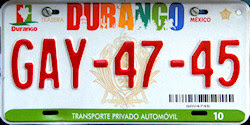 Placas de México: PLACAS DE DURANGO