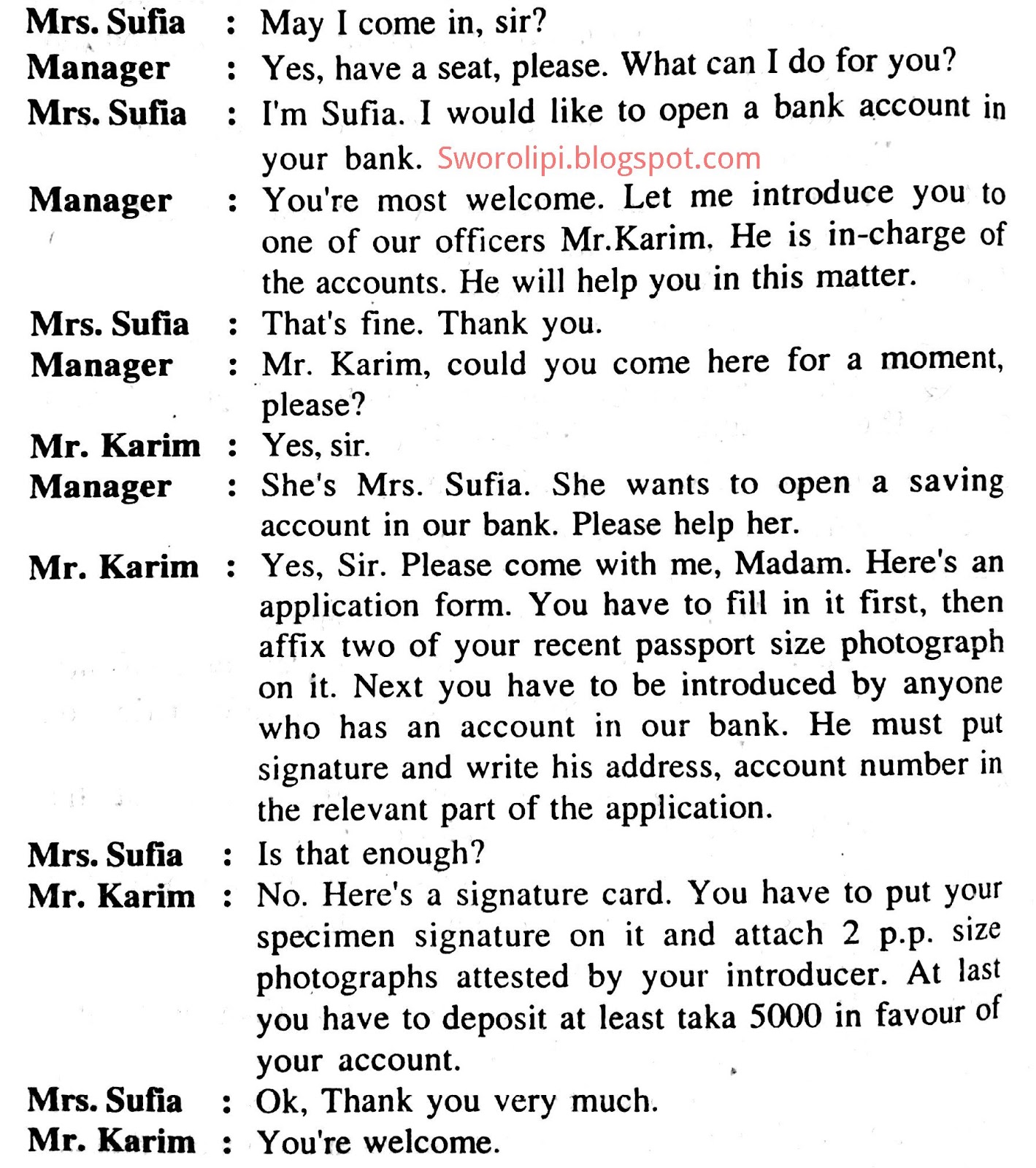 Dialogue | Between You And The Bank Manager About Opening A Bank ...