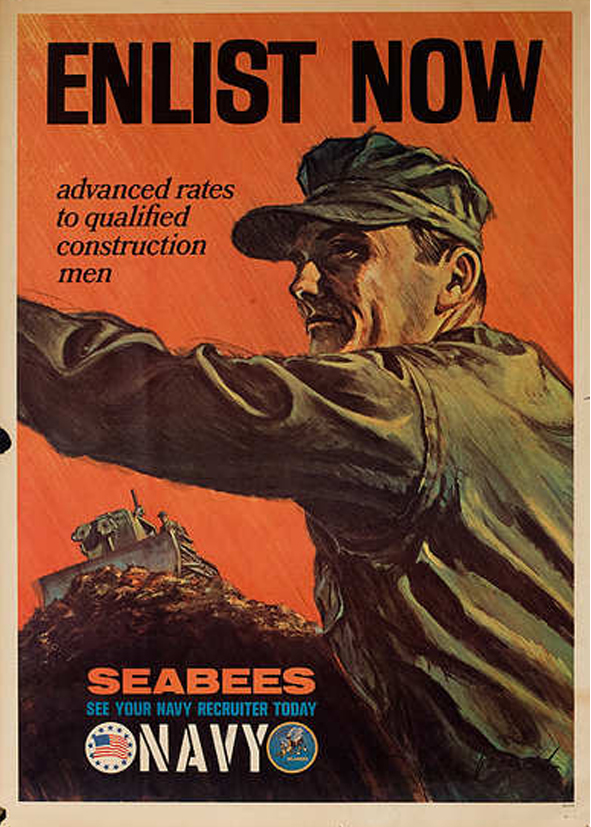 United States Navy: Quonset Huts: Seabee Recruitment Posters