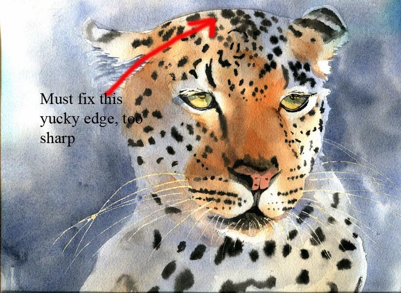 Rachel's Studio Blog: WIP Leopard original watercolor painting