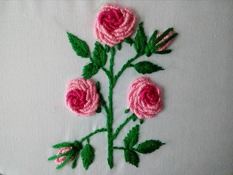 Artesd'Olga: Cómo bordar rosas en puntada rococó - tela plana